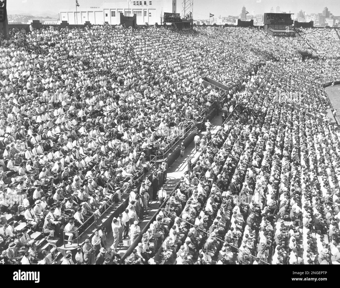 This general view shows part of the full-capacity crowd at Seals ...