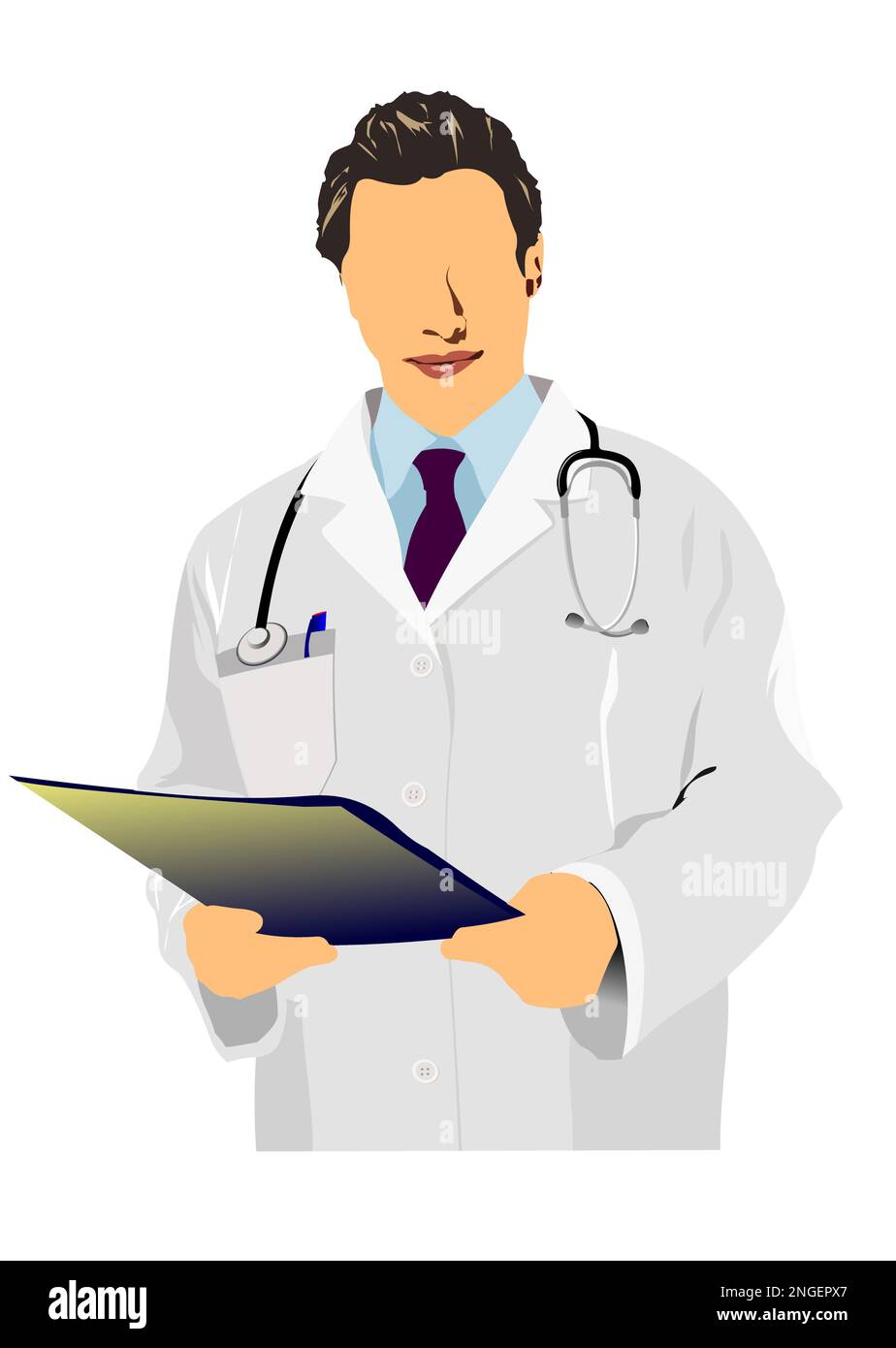 Medical doctor with doctor`s smock. Vector 3d illustration Stock Vector ...