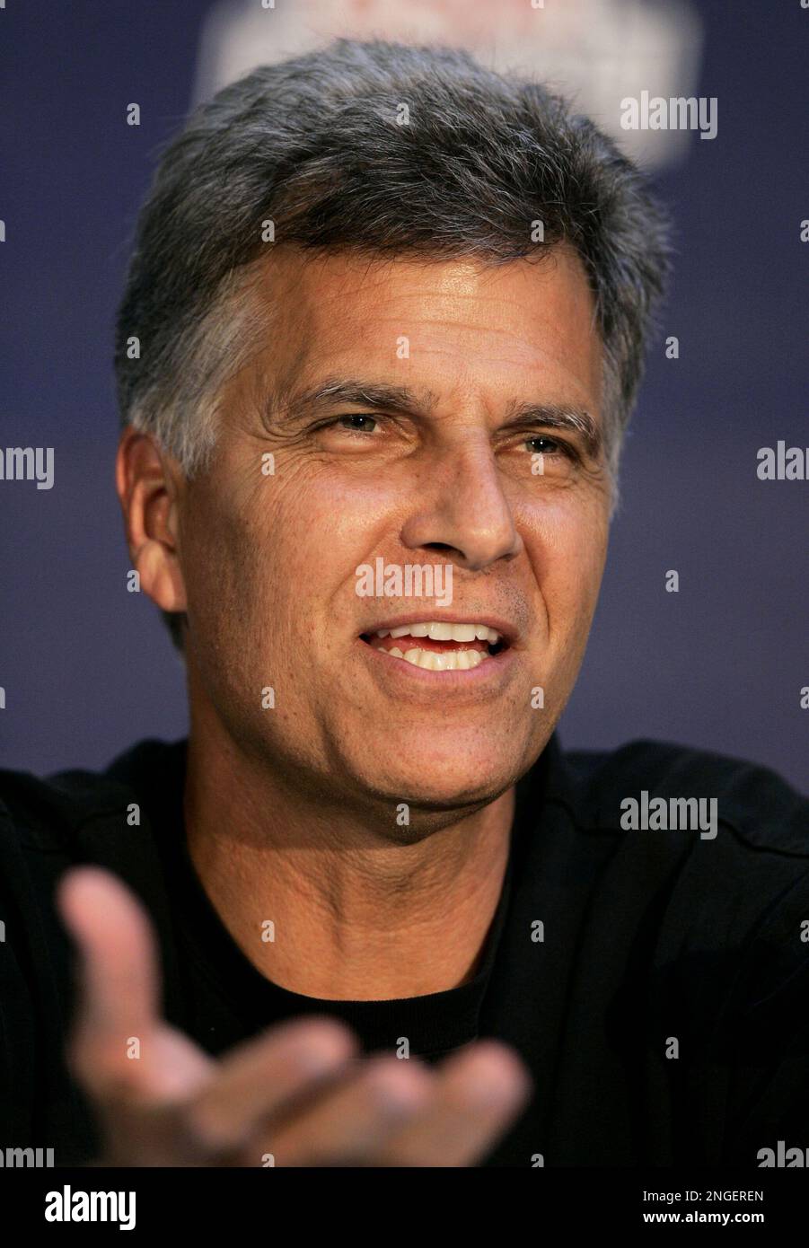 Olympic gold medal swimmer Mark Spitz speaks during a news conference ...
