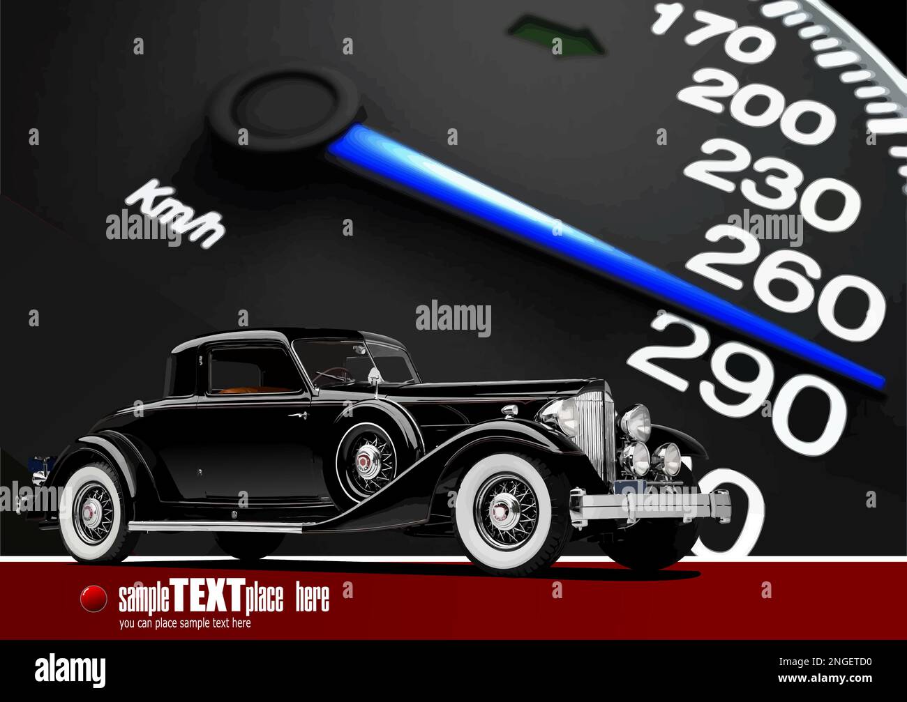 Vector 3d illustration of a speedometer and rarity car image. Odometer ...