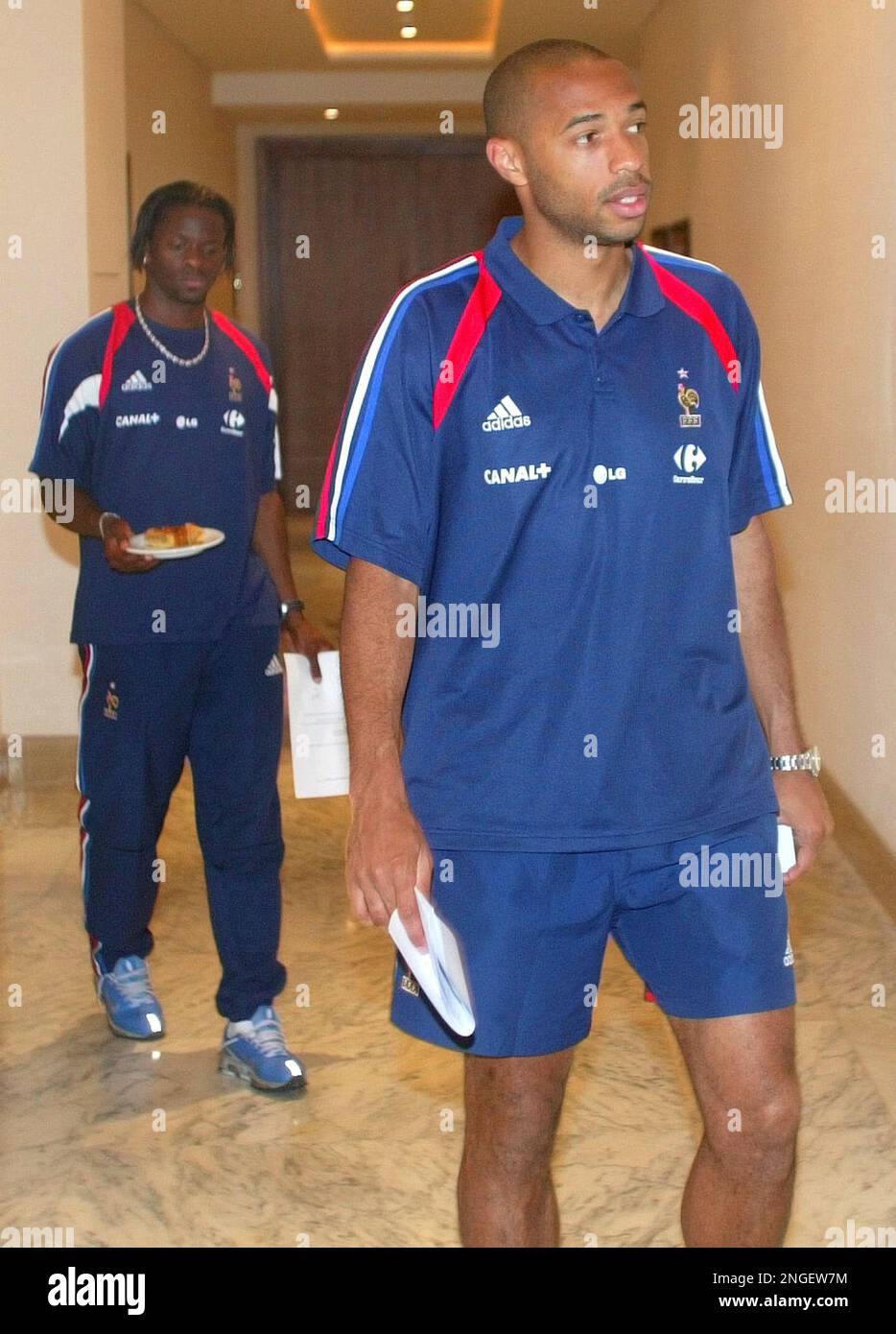 French soccer team players Thierry Henry, right, and Louis Saha, in ...