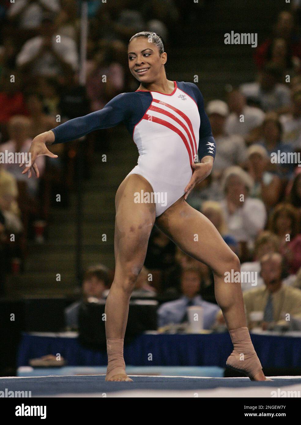 Tasha Schwikert of Las Vegas performs her floor routine during ...
