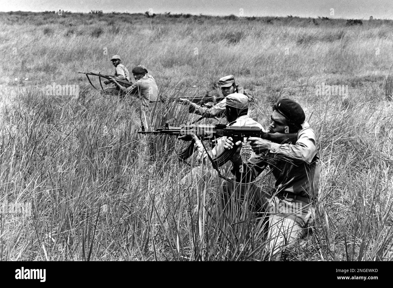 Cuban and Angolan soldiers, members of the MPLA, are shown during a ...