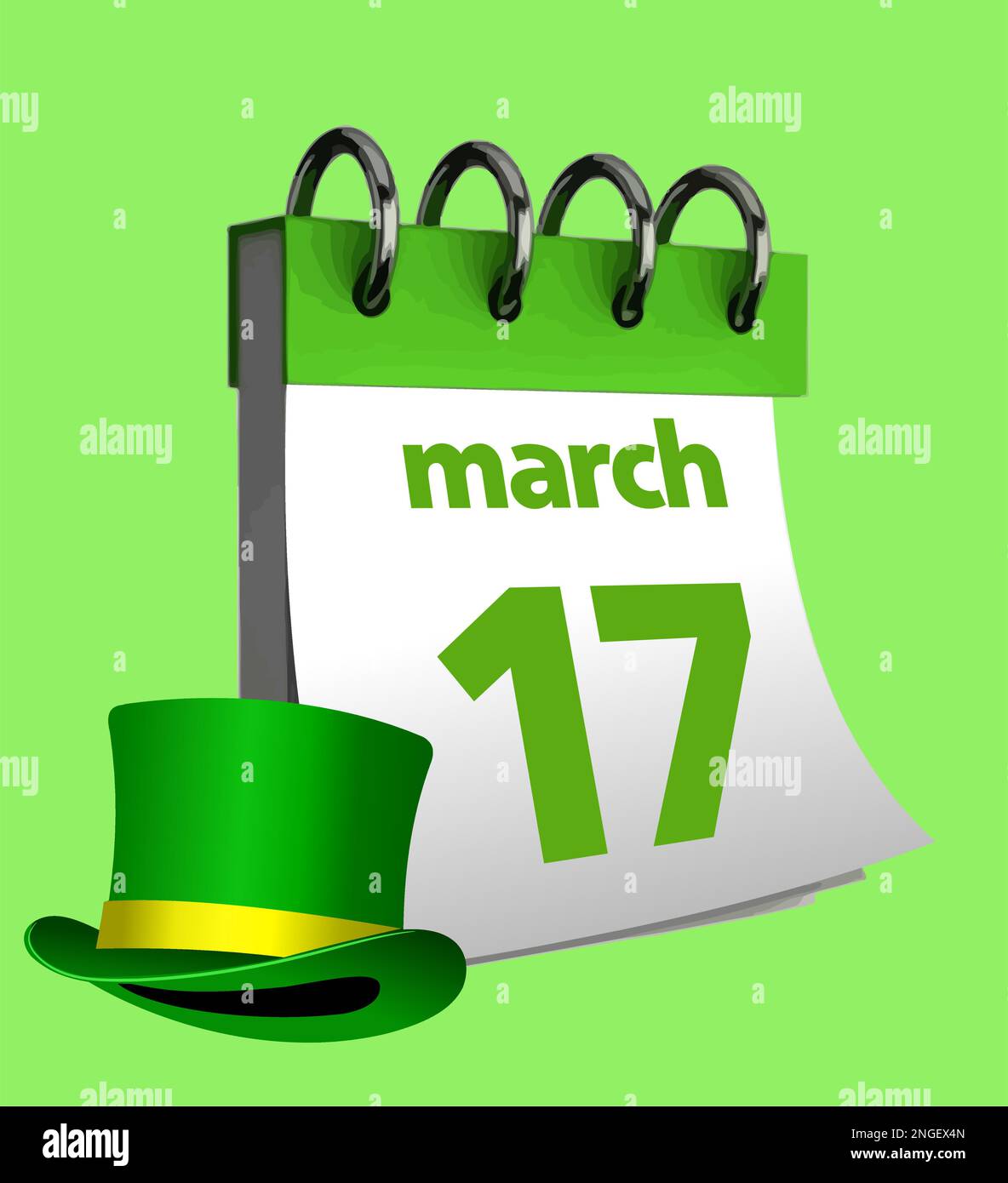 Vector of green hats and calendar for St. Patrick's Day. 3d ...