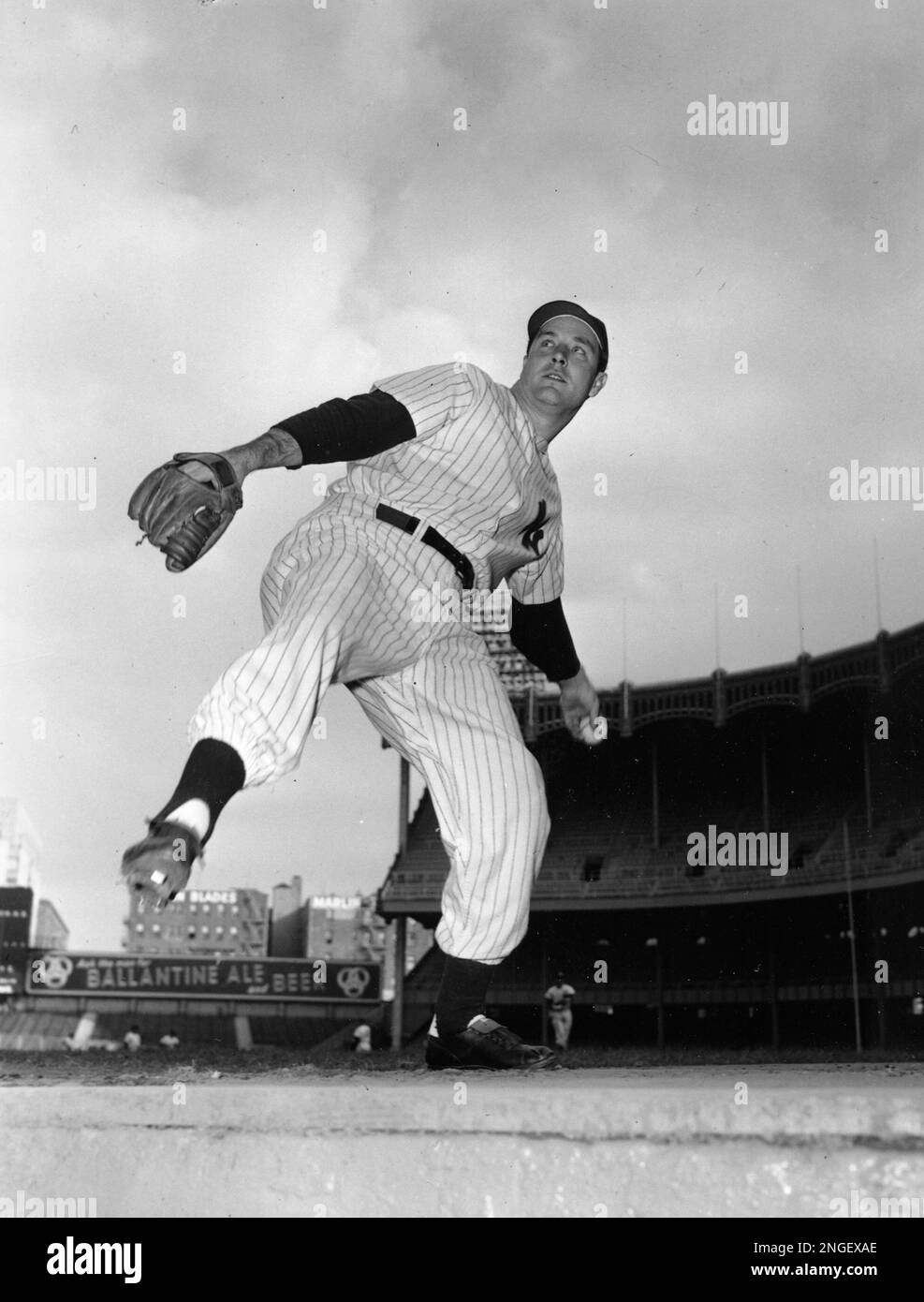 New York Yankees relief pitcher Joe Page works out at Yankee Stadium in ...