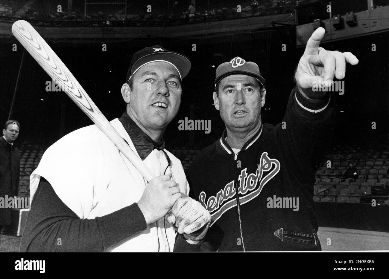 Veteran Detroit Tiger Al Kaline has a baseball bat shouldered as he ...