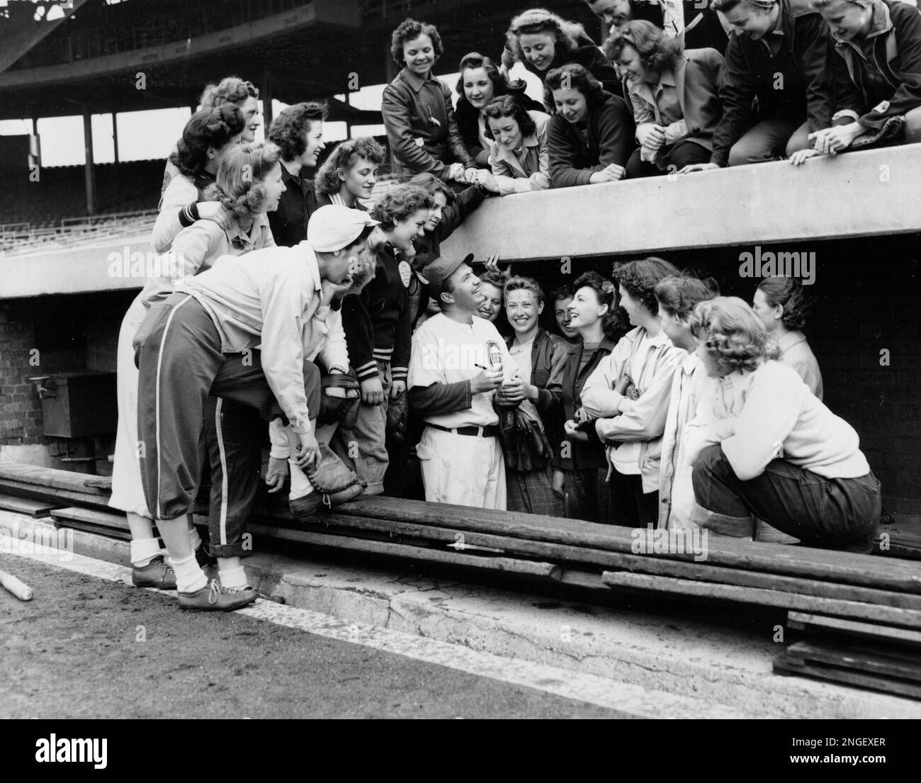 Chicago Cubs player Lou Novikoff is surrounded by members of the All ...