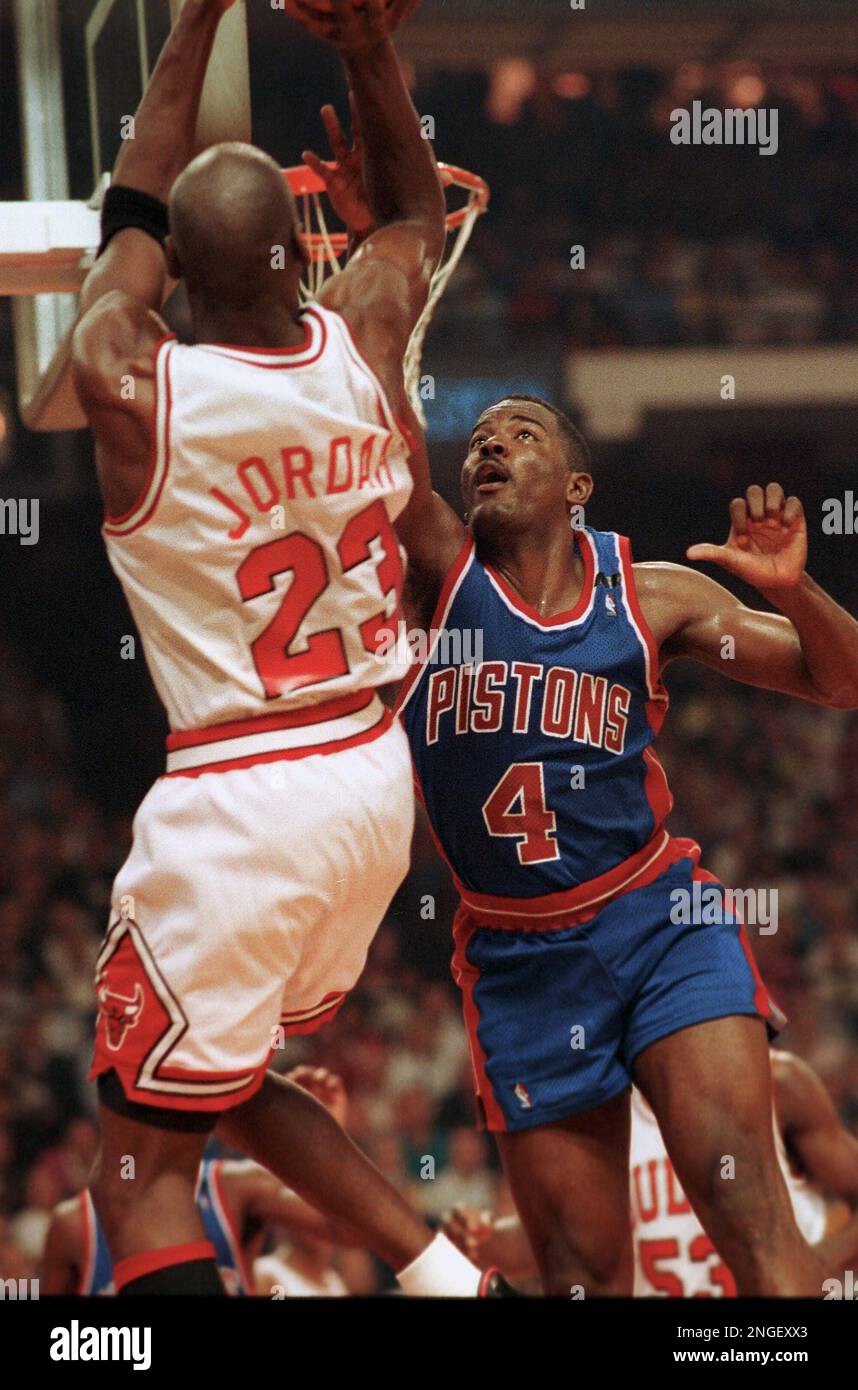 Chicago Bulls Michael Jordan Left And Detroit Pistons Joe Dumars Are
