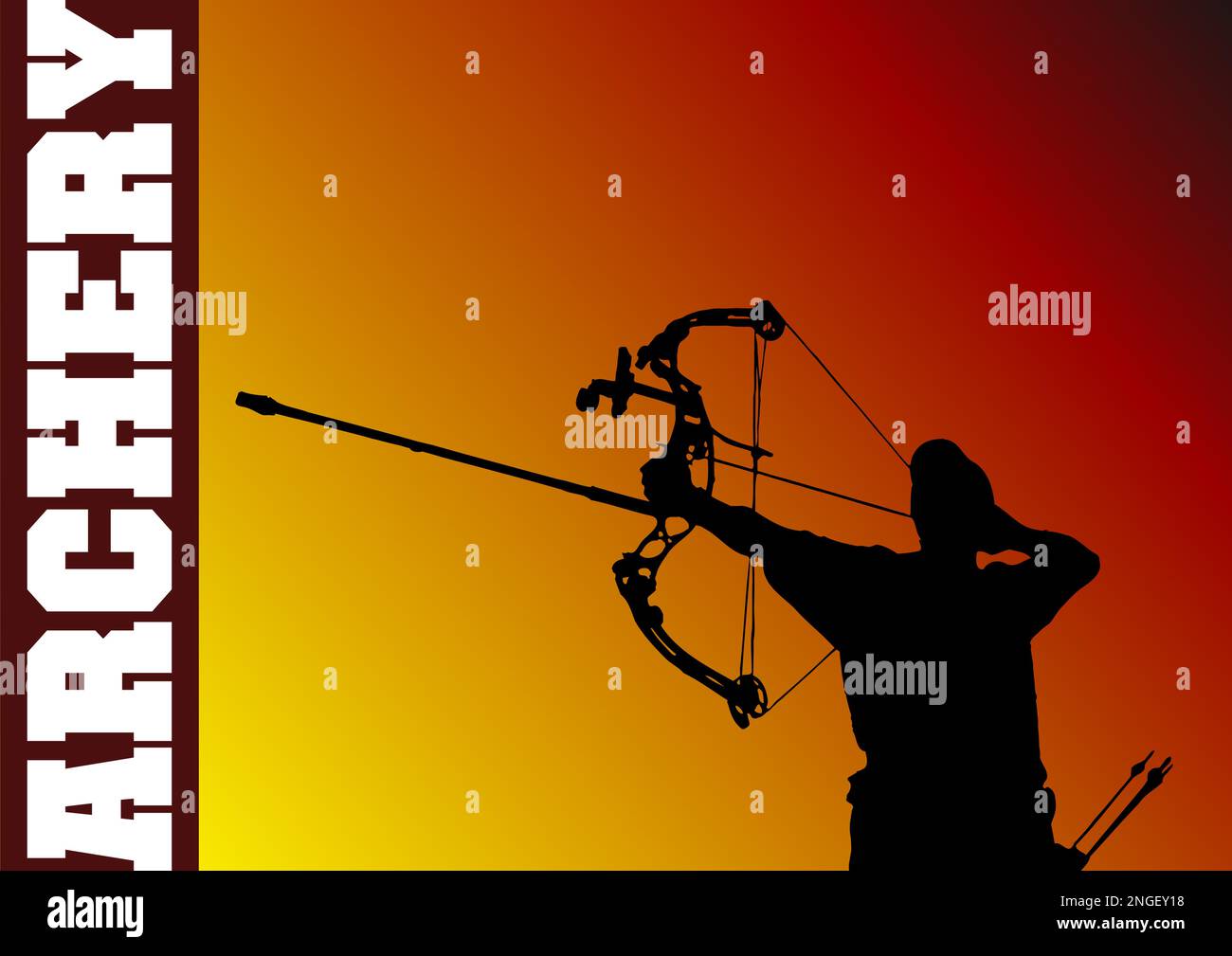 Sport Archery Practice in the ranch at the sunset. Color vector ...