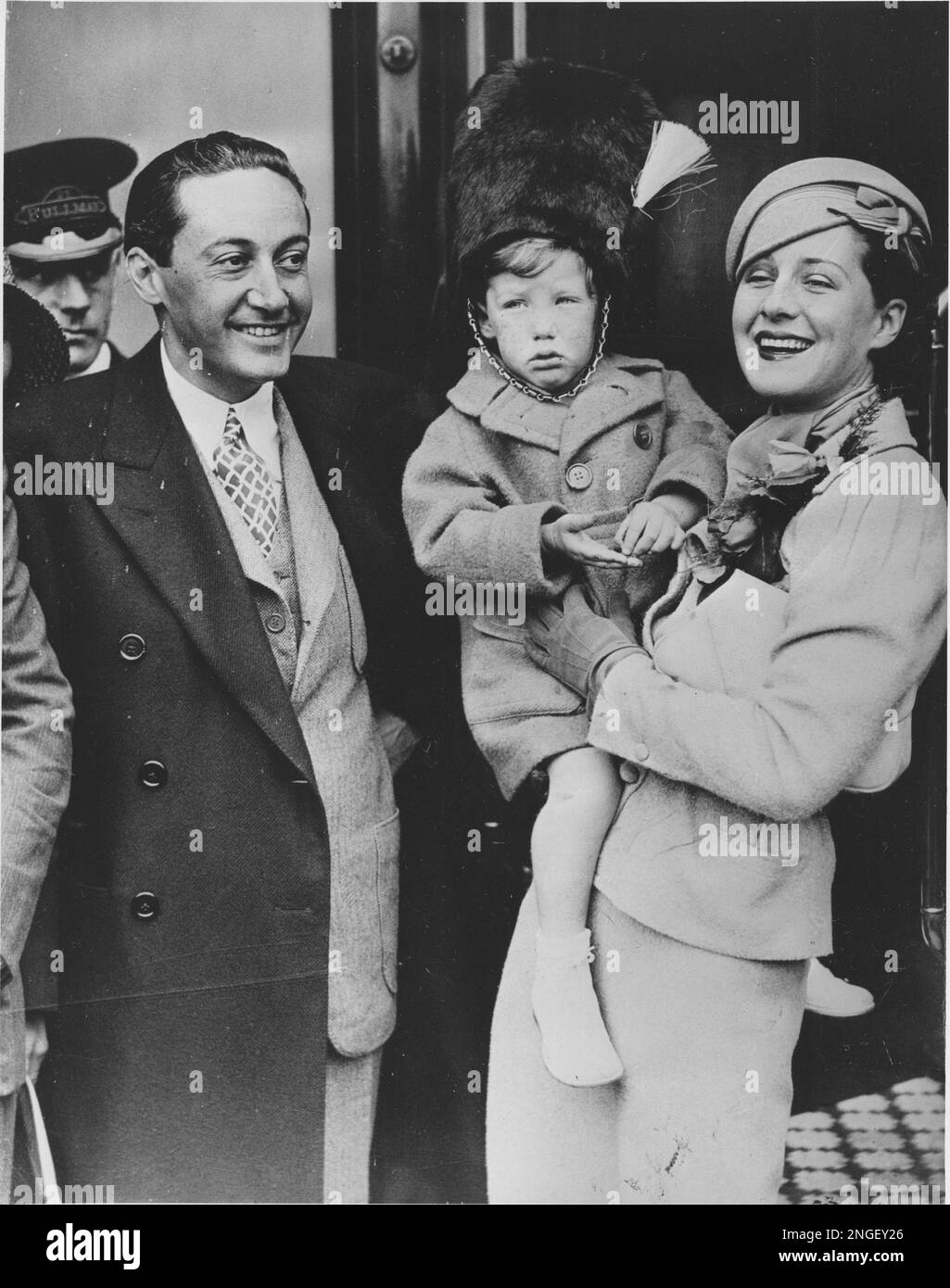 American film actress Norma Shearer, carrying her son Irving Jr., 3 ...