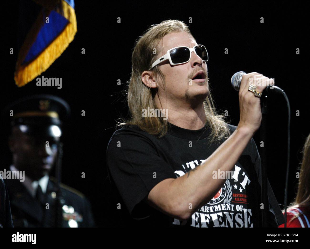 Kid Rock sings "America the Beautiful" before the start of game 4 of ...