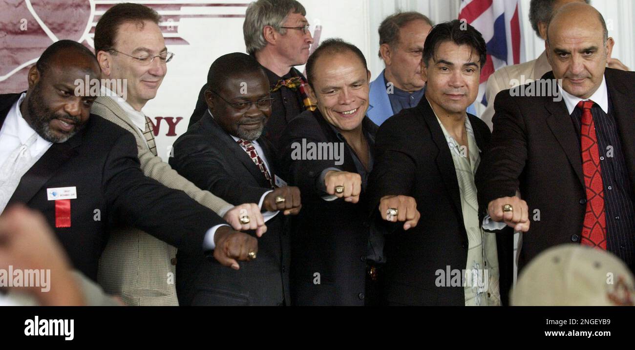 From left, newly inducted International Boxing Hall of Fame members ...