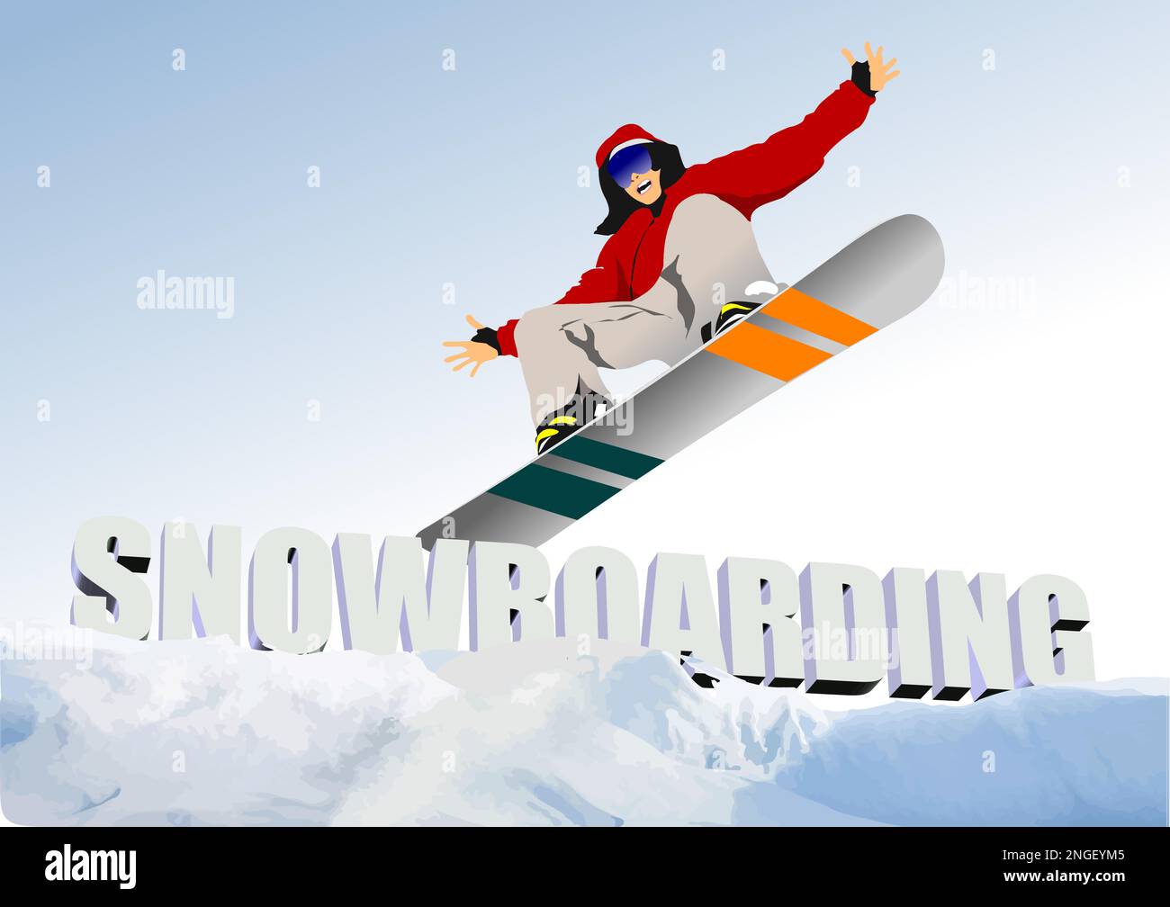 Snowboard boy silhouette. Vector 3d illustration Stock Vector Image ...