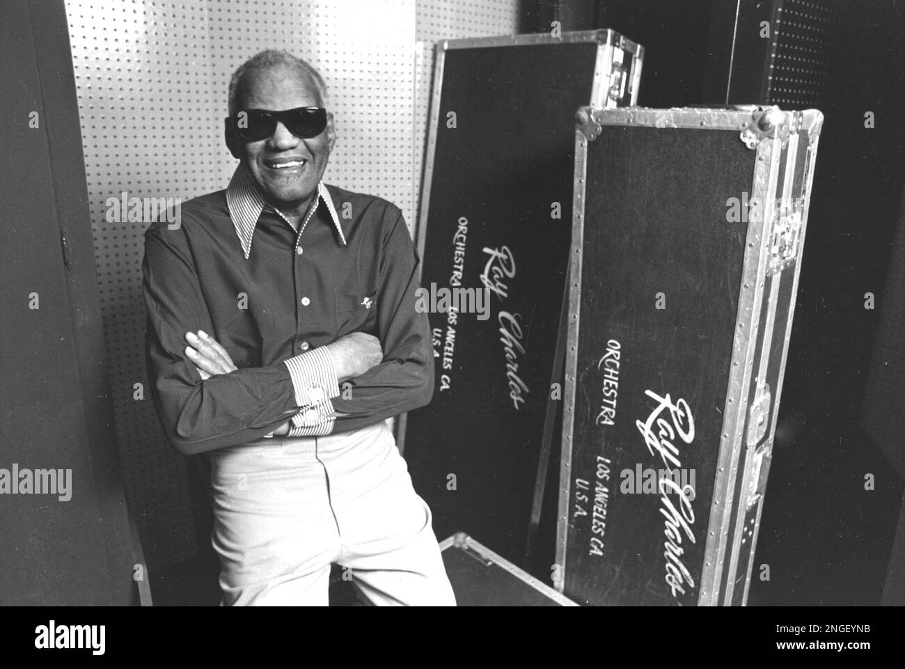 Singer Ray Charles shown in his studio in Los Angeles on April 17, 1989 ...