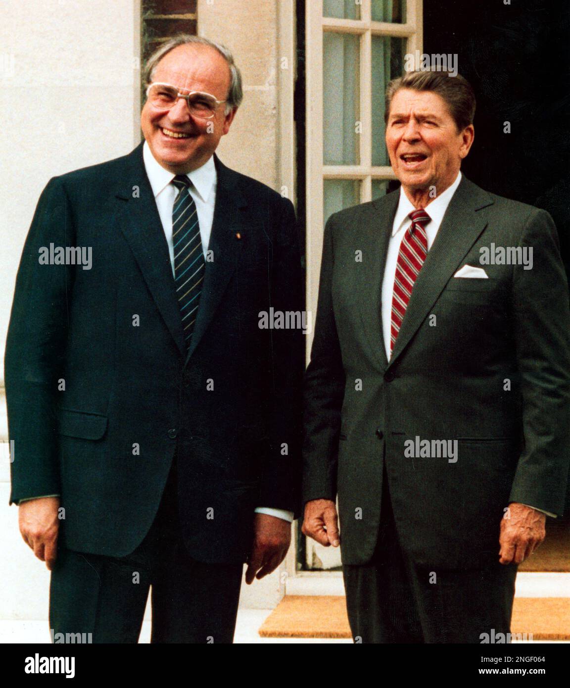 U.S. President Ronald Reagan and West German Chancellor Helmut Kohl ...