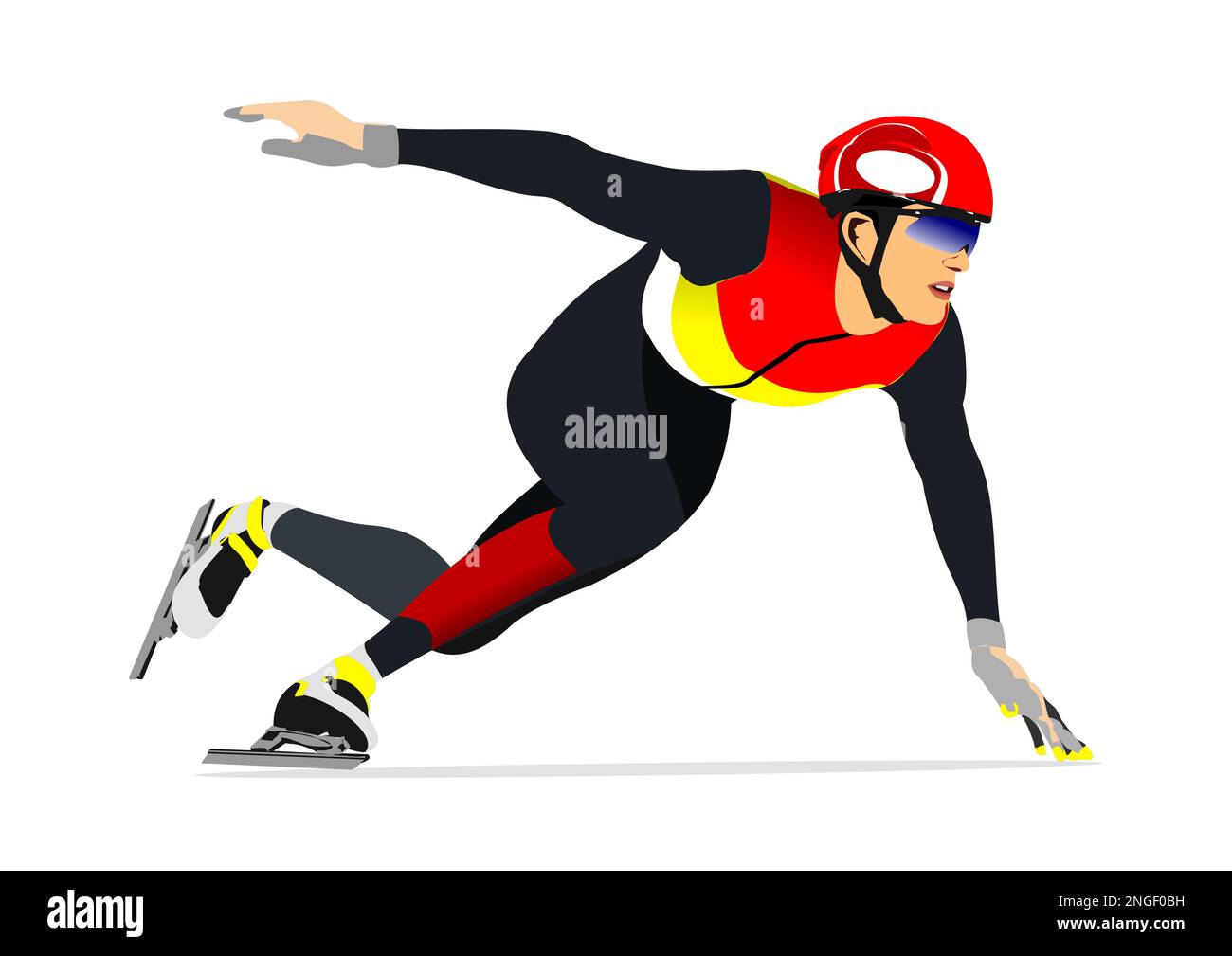 Short Track Speed Skating. 3d vector color illustration Stock Vector ...