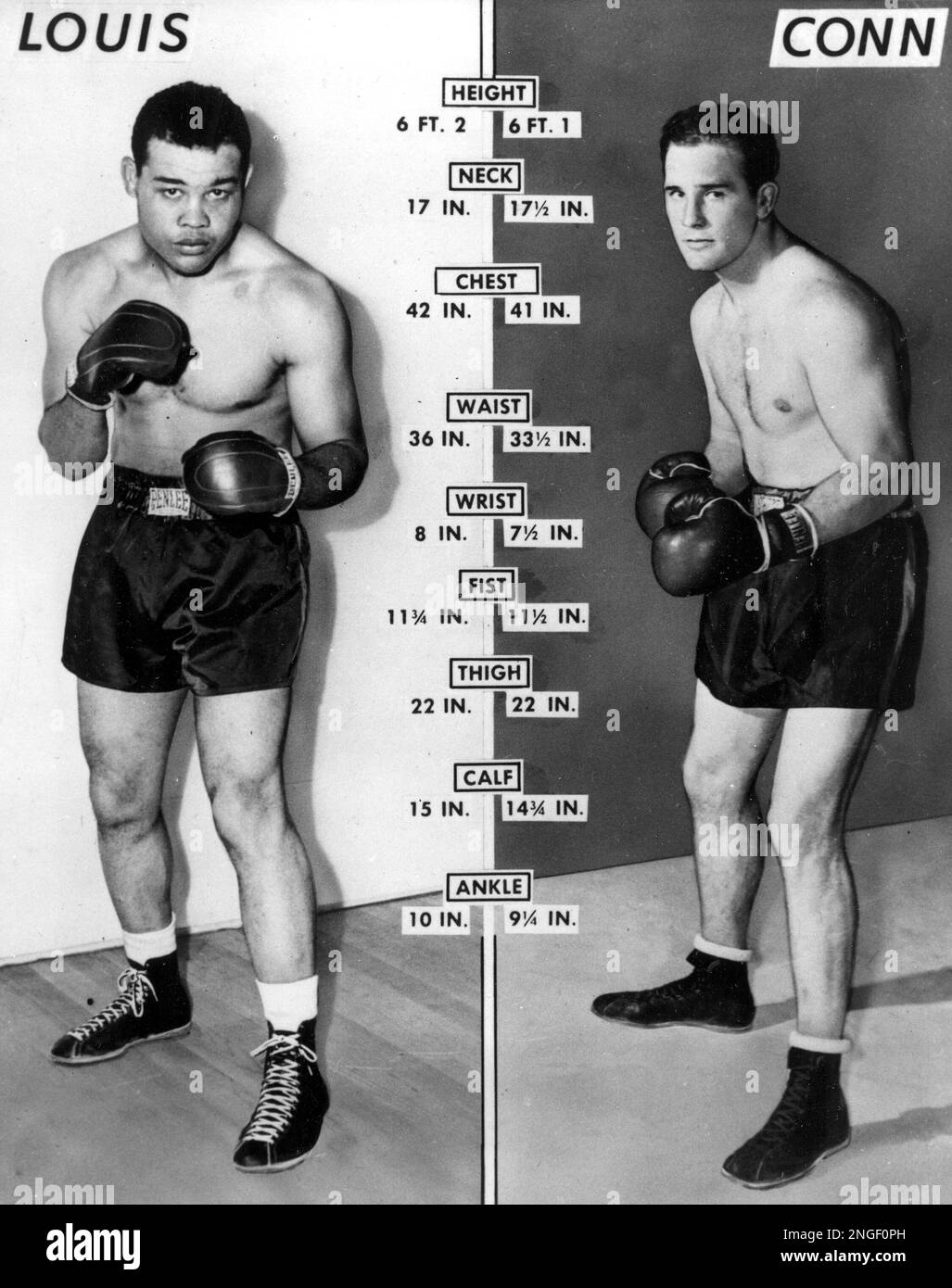 Heavyweight boxing champion Joe Louis and challenger Billy Conn are ...
