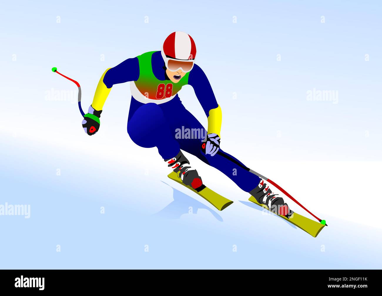 Ski slalom. Downhill. Color 3d vector illustration Stock Vector Image ...