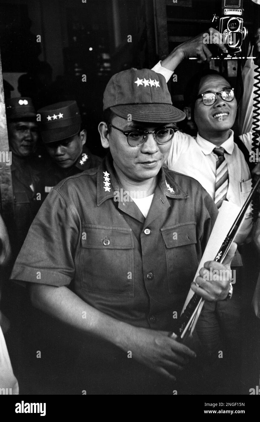 Major Gen. Tran Thien Khiem is shown as he leaves a military ...