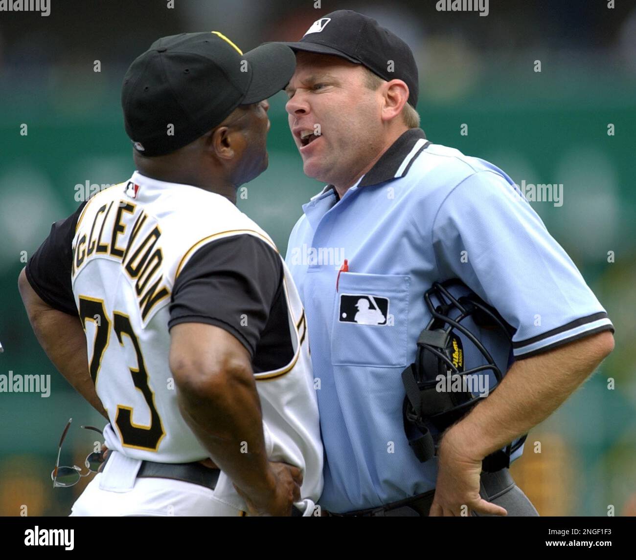 Pittsburgh Pirates manager Lloyd McClendon argues with home plate ...