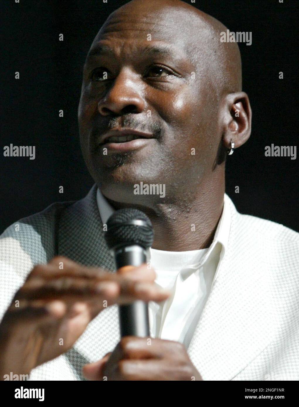 U.S. basketball legend Michael Jordan speaks during an event to promote ...