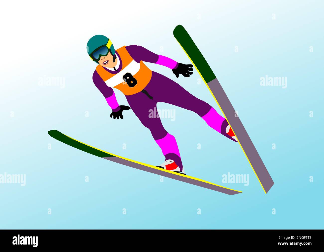 Ski Jumping Winter Sports. 3d vector color illustration Stock Vector ...