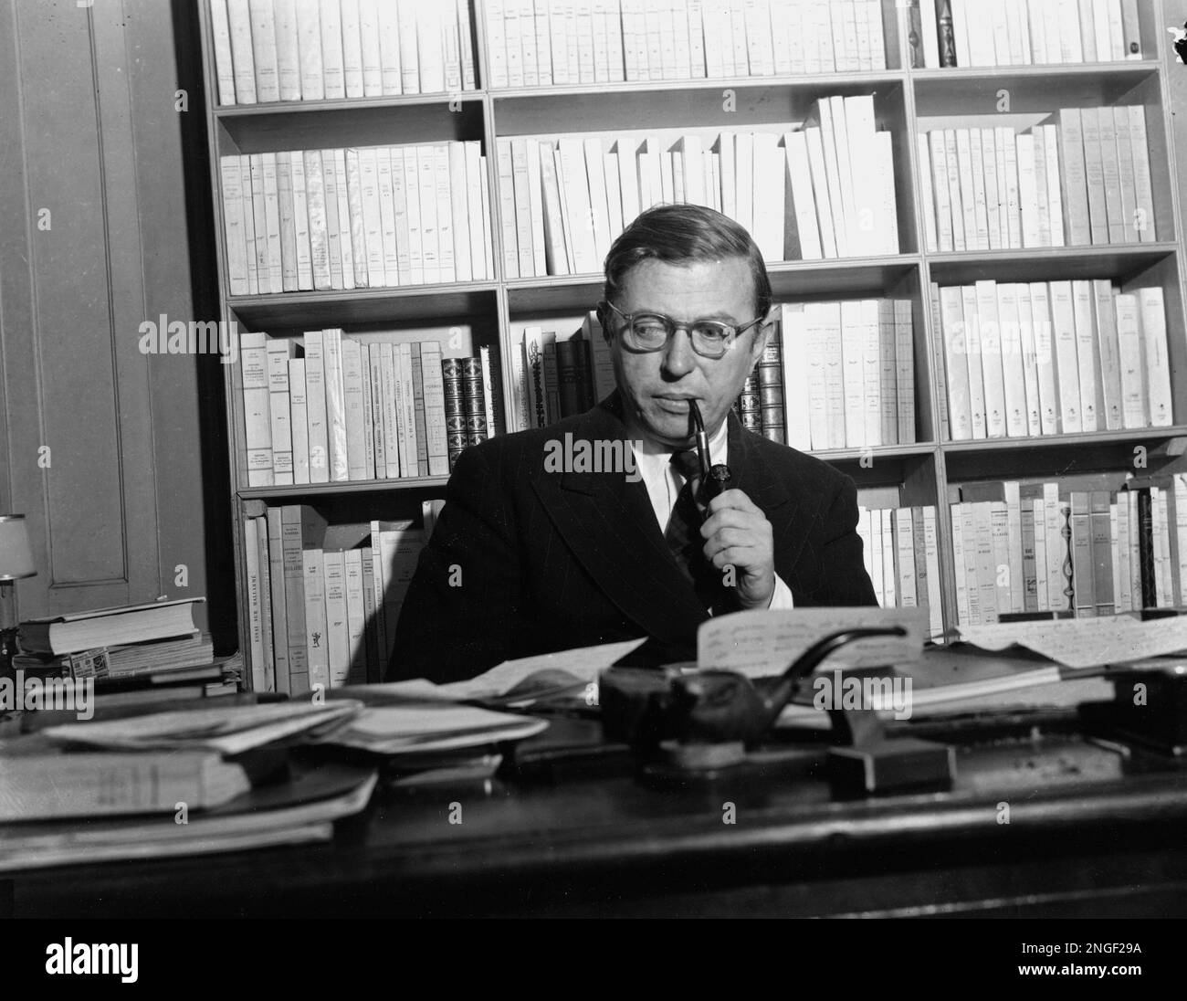 French playwright and philosopher Jean-Paul Sartre is shown in his ...