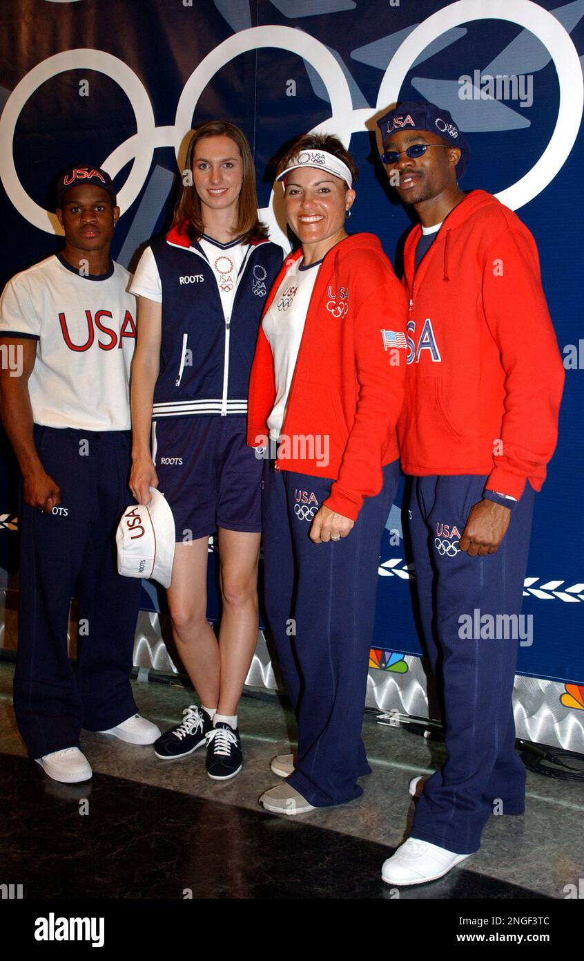 United States Olympic athletes, from left, boxer Rock Allen, softball ...