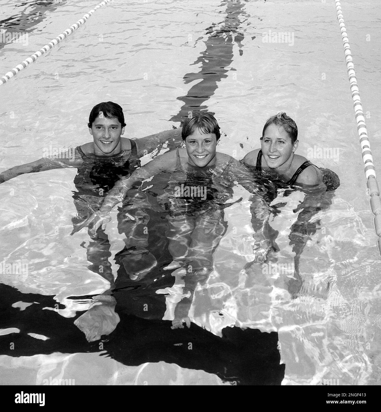 Donna de Varona, center, of Santa Clara, Ca., is flanked by Martha ...