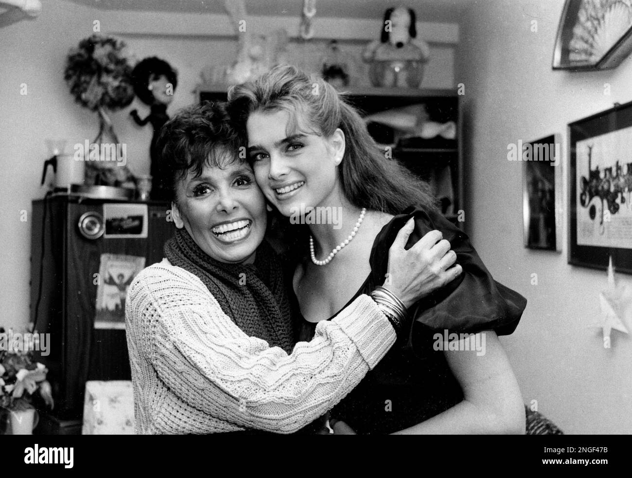 Actress Brooke Shields, right, gets a hug from performer Lena Horne as ...
