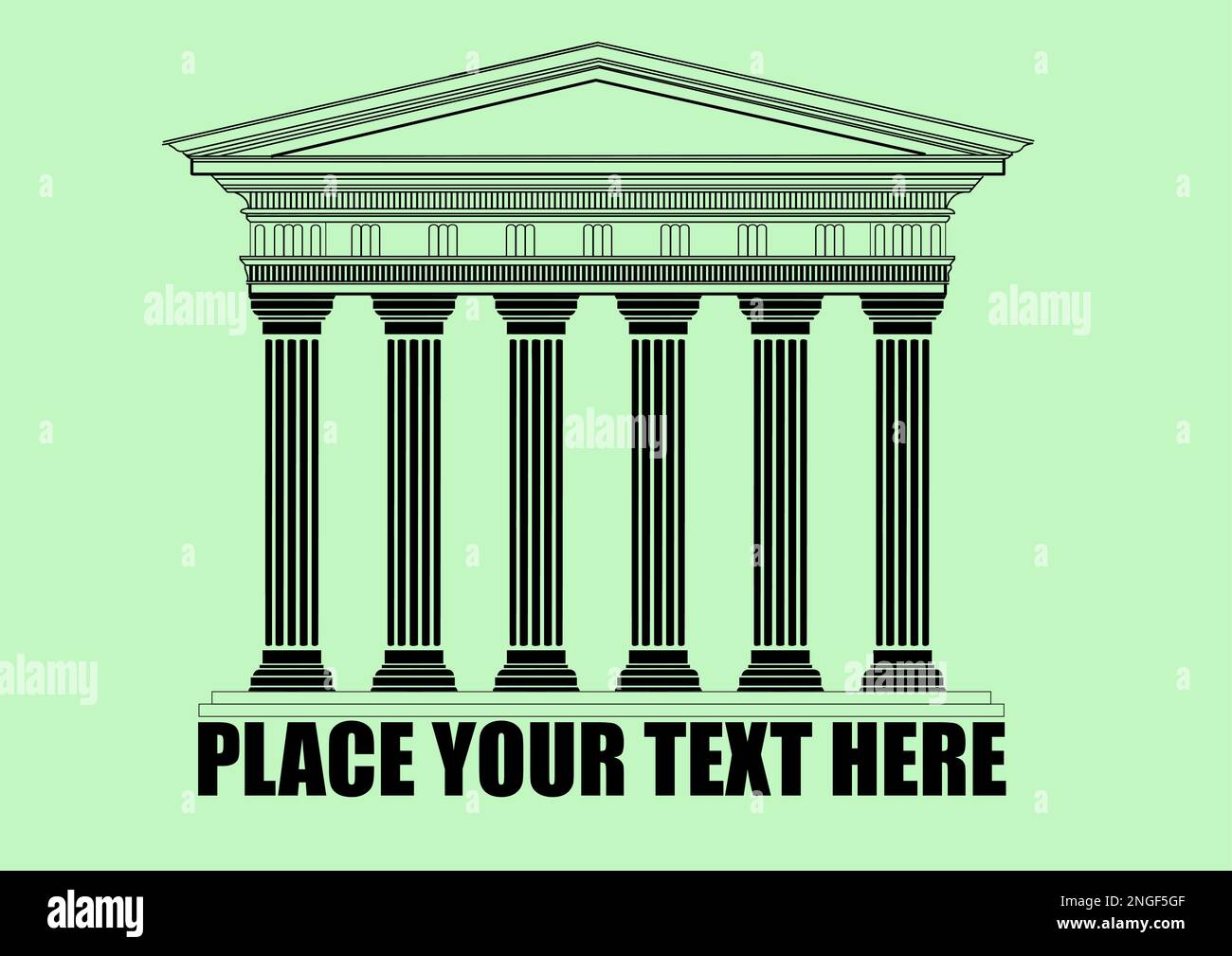 Portico an ancient temple. Bank. Colonnade isolated on green background ...