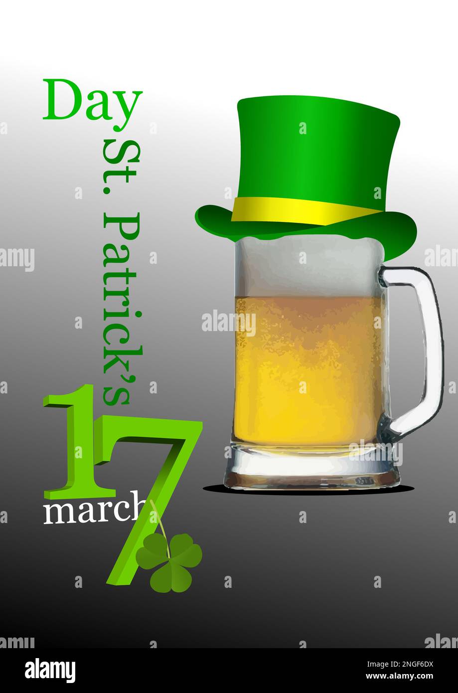 St. Patrick's Day. Pint of beer with green hat. 3d vector illustration ...
