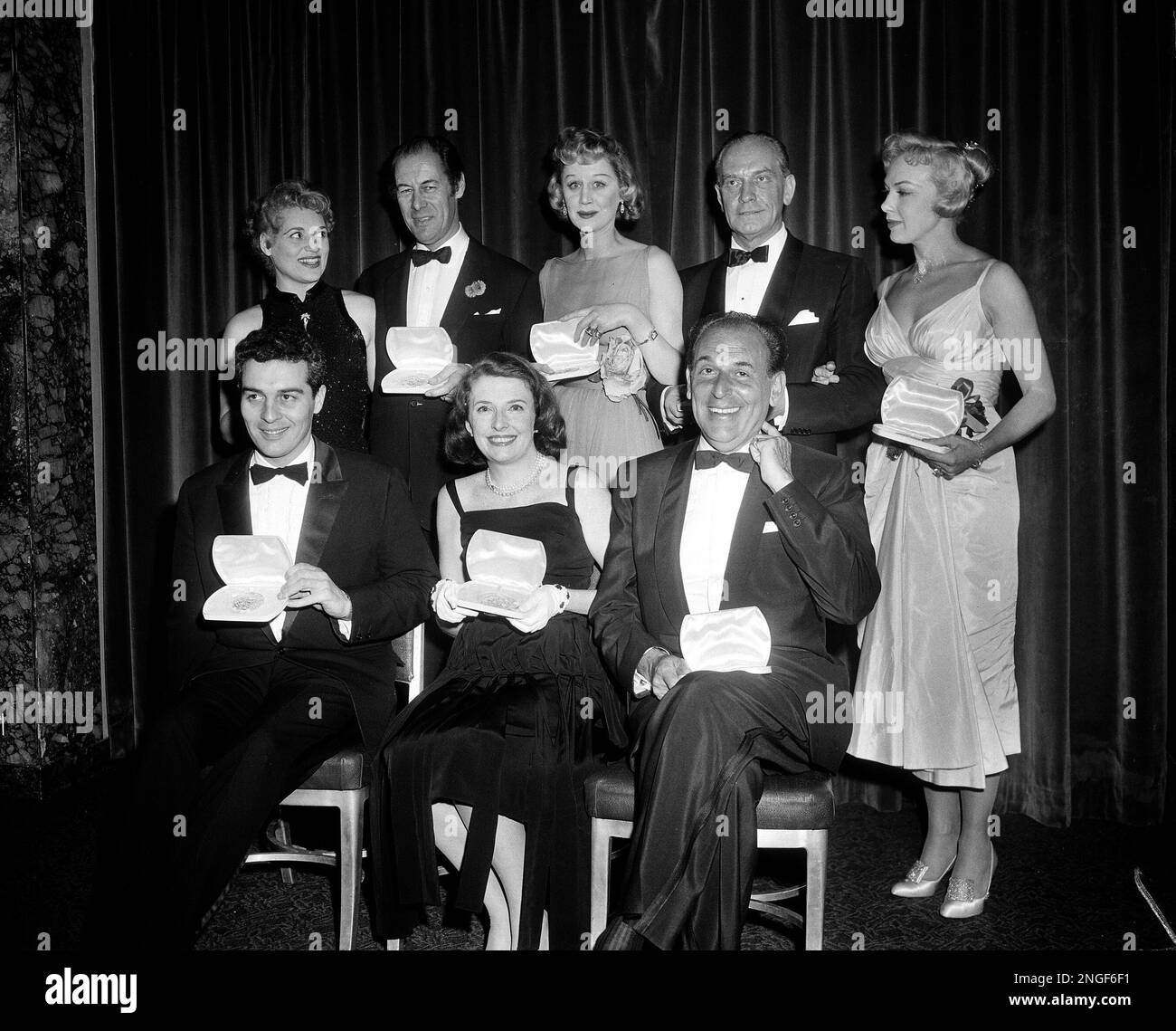 Tony winners, from left, standing, Judy Holliday, Rex Harrison ...