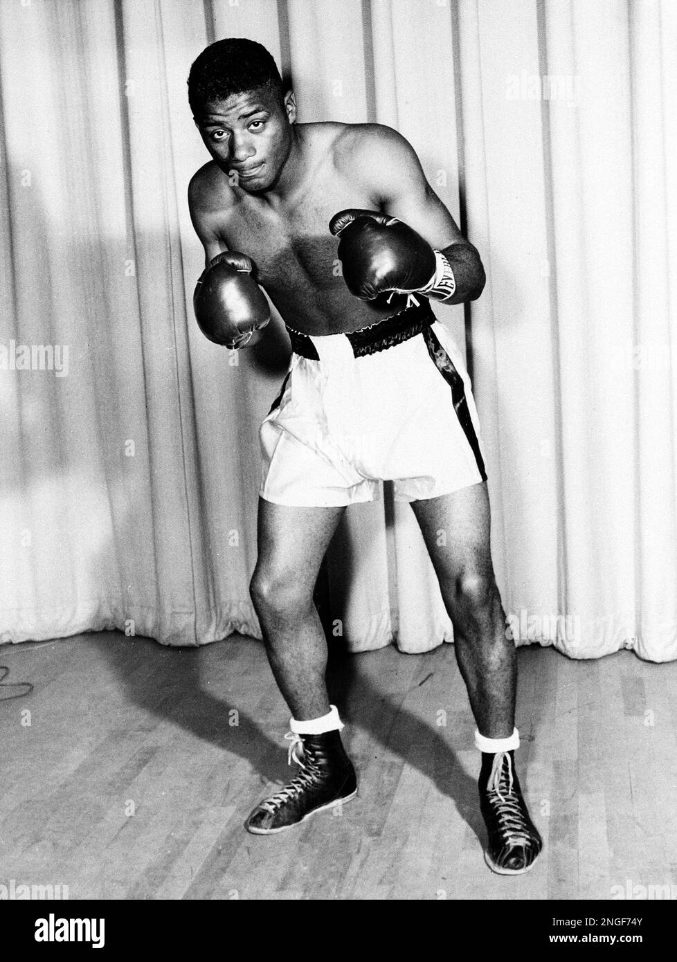 Heavyweight boxer Floyd Patterson is shown in an action pose in 1956 ...