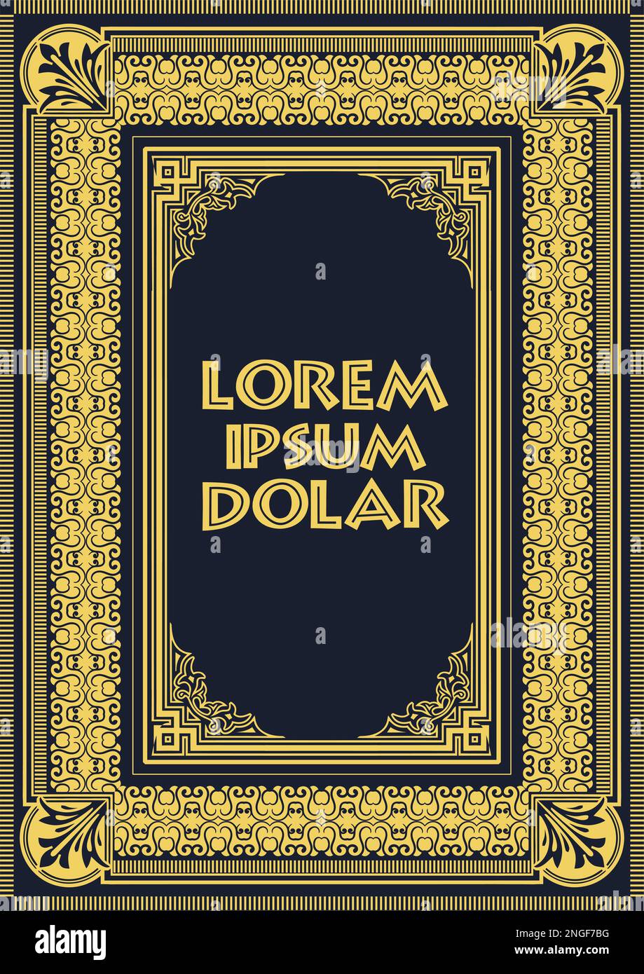 Gold ornament on dark background. Can be used as invitation card. Book ...