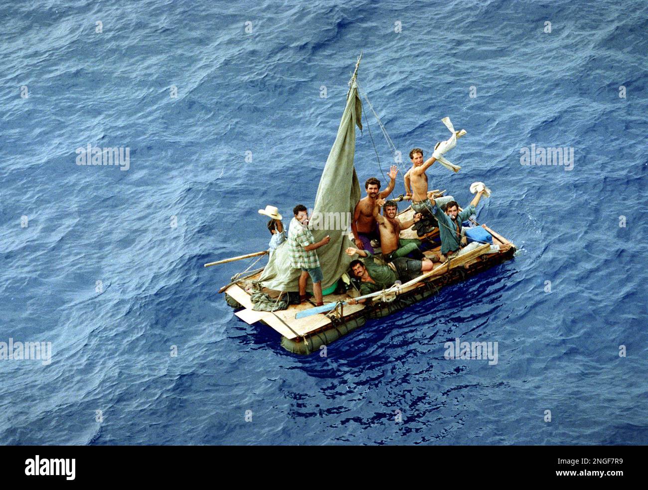 A raft with seven Cuban defectors is sighted by Brothers to the Rescue ...