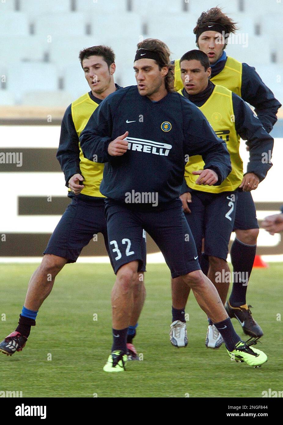 Inter Milan players Javier Zanetti, Christian Vieri, Ivan Romero and ...