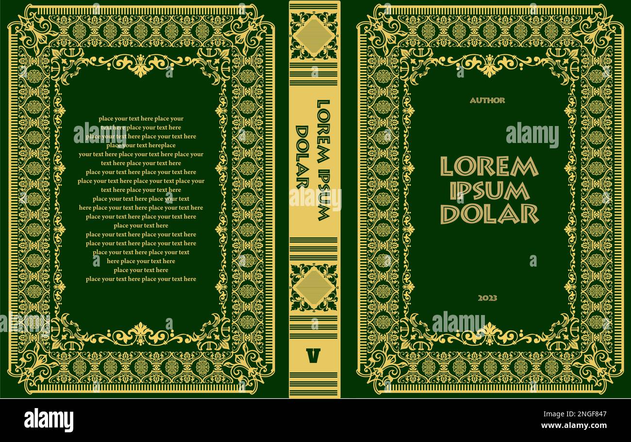 Ornate leather book cover and Old retro ornament frames. Royal Golden ...