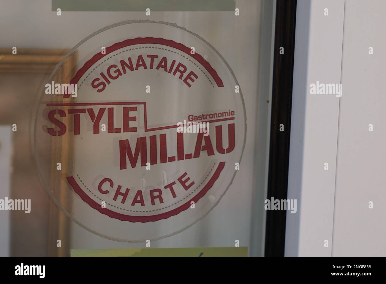 Millau , Aveyron France - 14 02 2023 : Millau logo brand and stamp sign ...