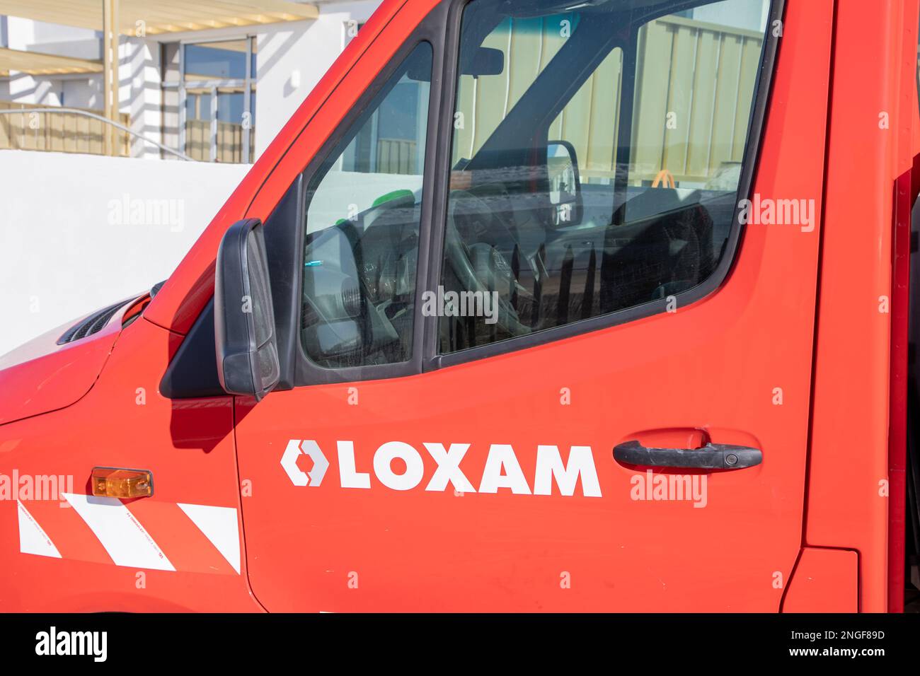 Bordeaux , Aquitaine France - 12 02 2023 : Loxam rent company text sign and logo on door truck ...