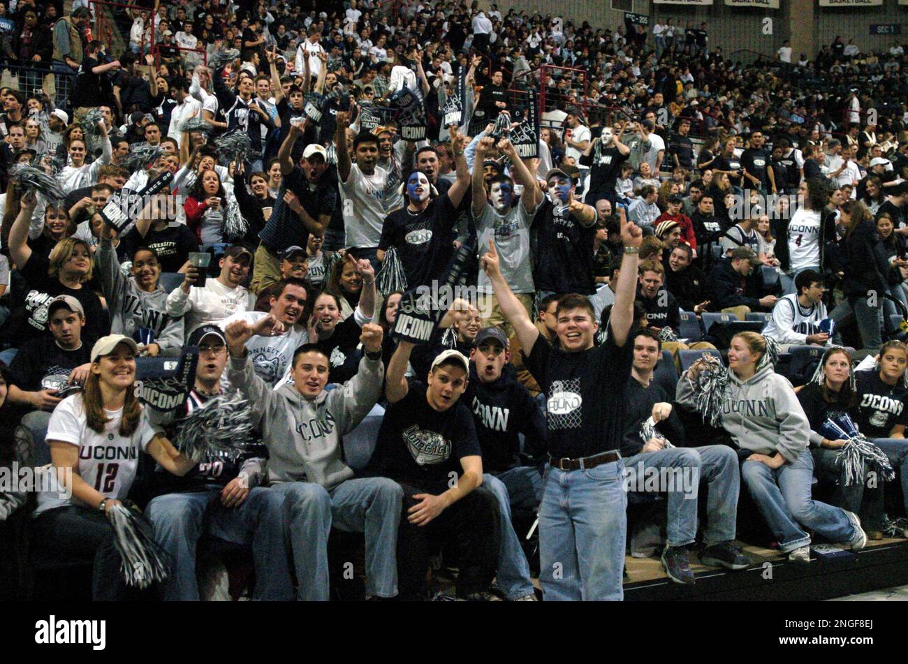 UConn basketball fans cheer at Gampel Pavilion on the University of ...