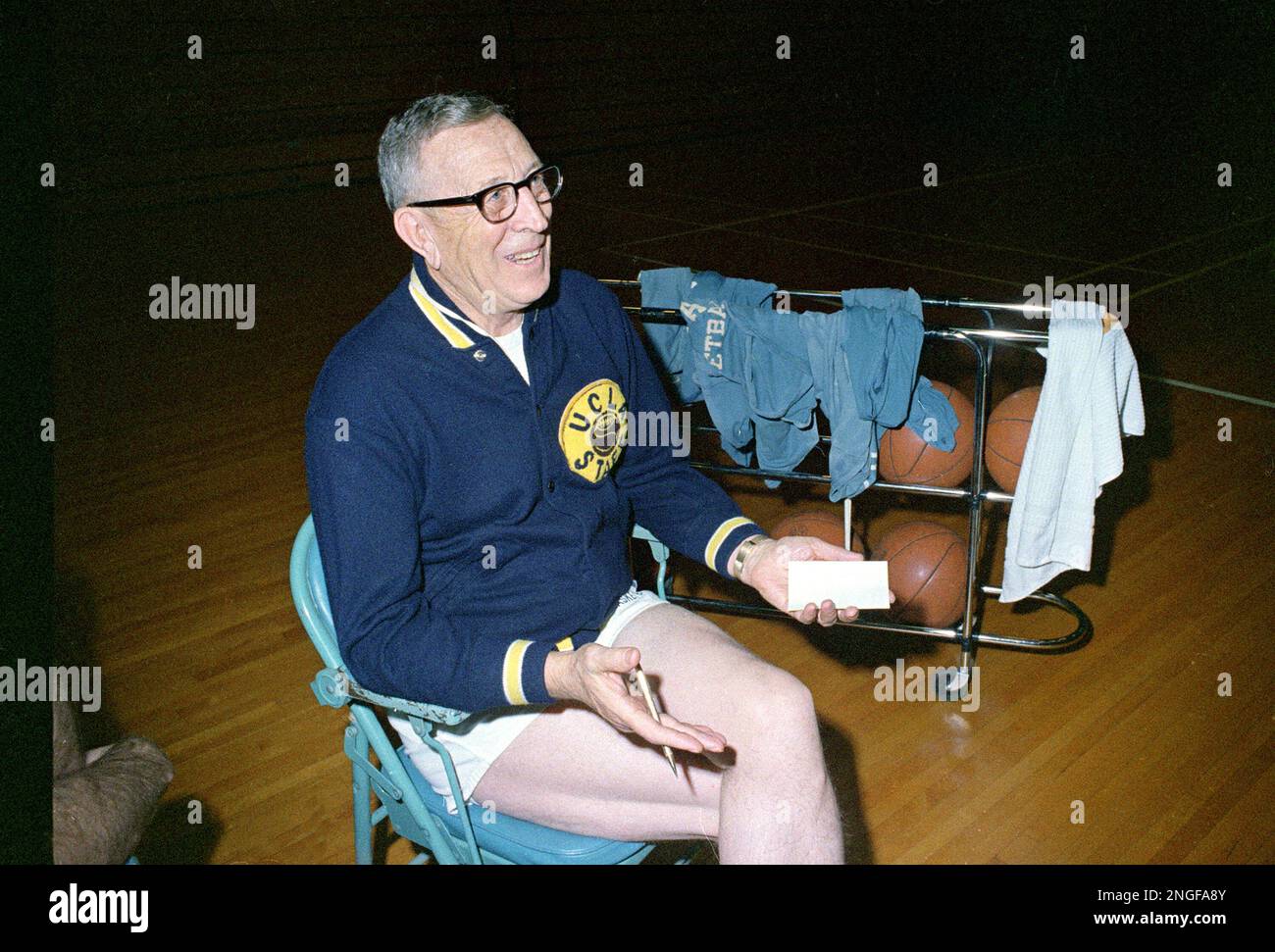 UCLA basketball coach John Wooden is shown in Los Angeles, Ca., Jan ...