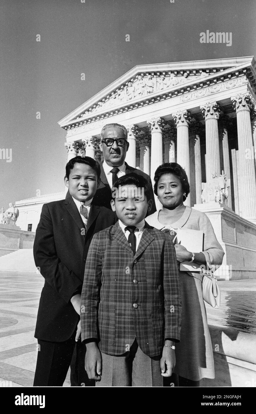 Justice Thurgood Marshall poses with his family outside the Supreme ...