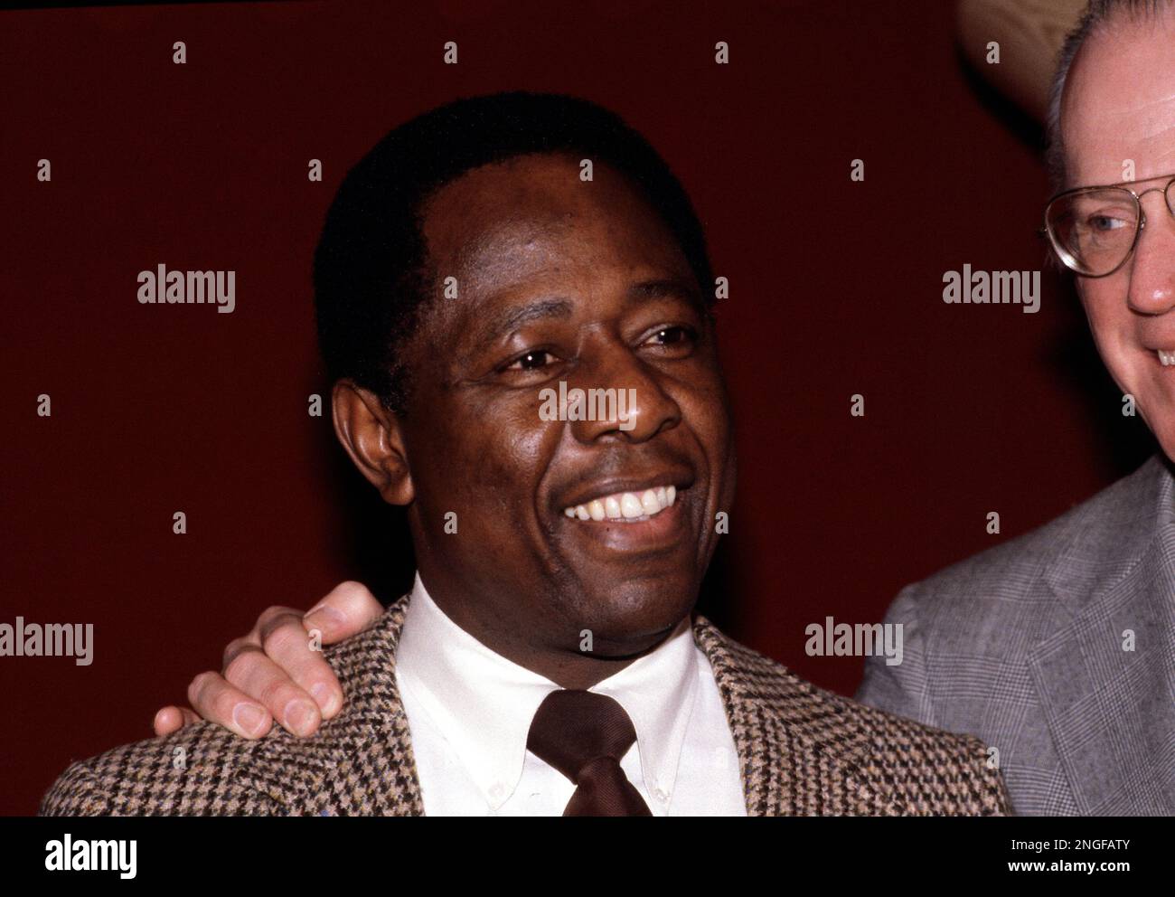 Baseball Hall of Fame inductee Hank Aaron, left, is shown at the ...