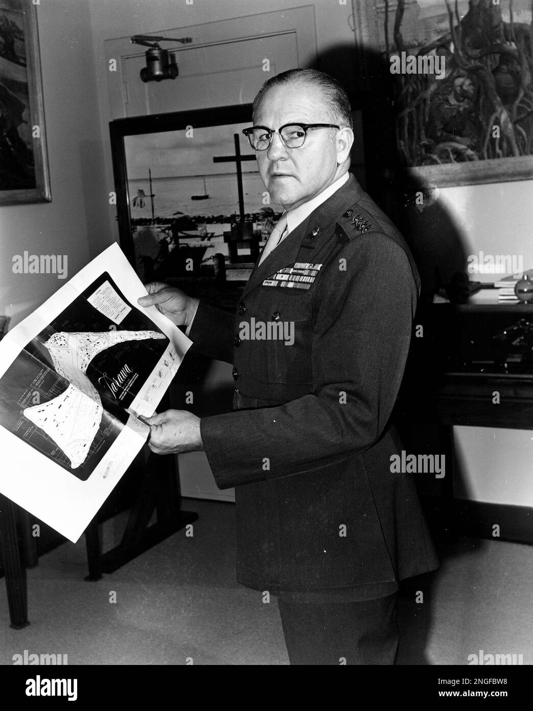 Gen. David M. Shoup, Commanding Officer of U.S. Marines at Tarawa Atoll ...