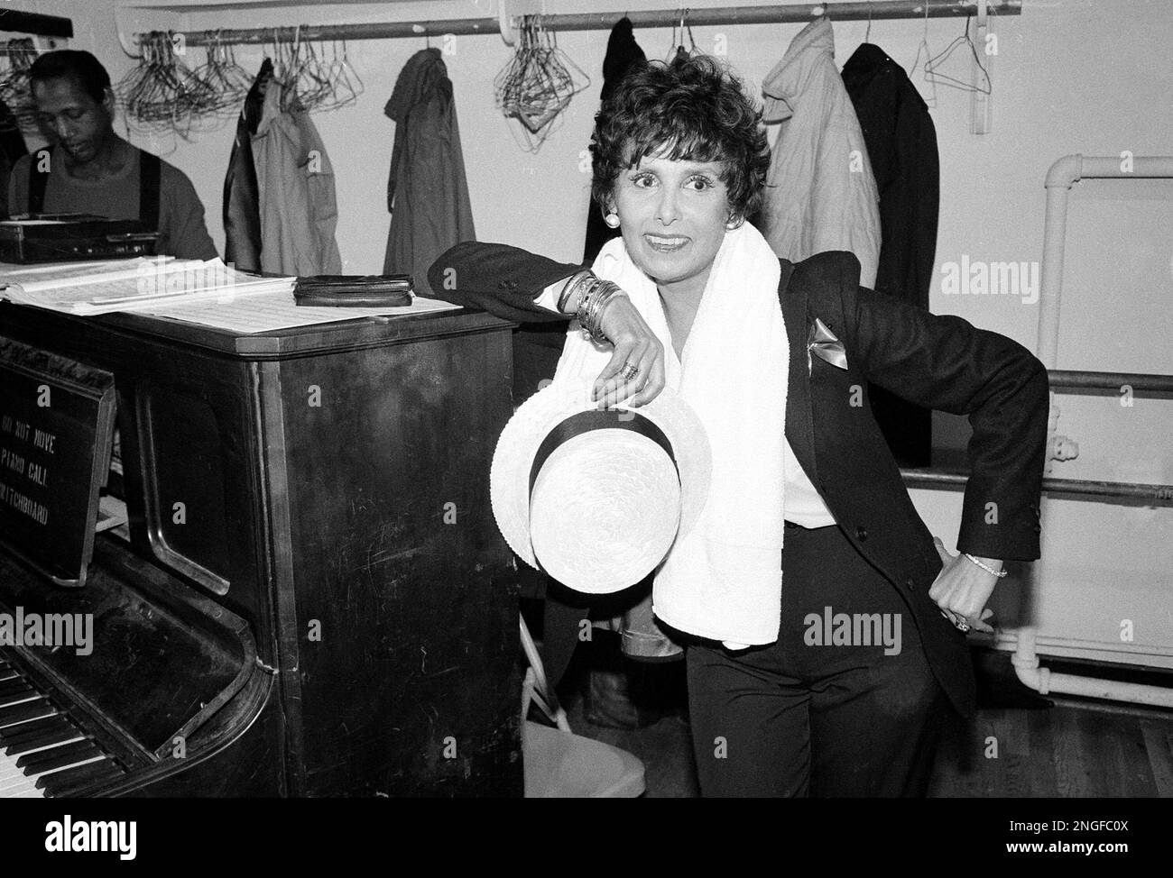 Singer Lena Horne is shown at rehearsal for her upcoming Broadway show ...