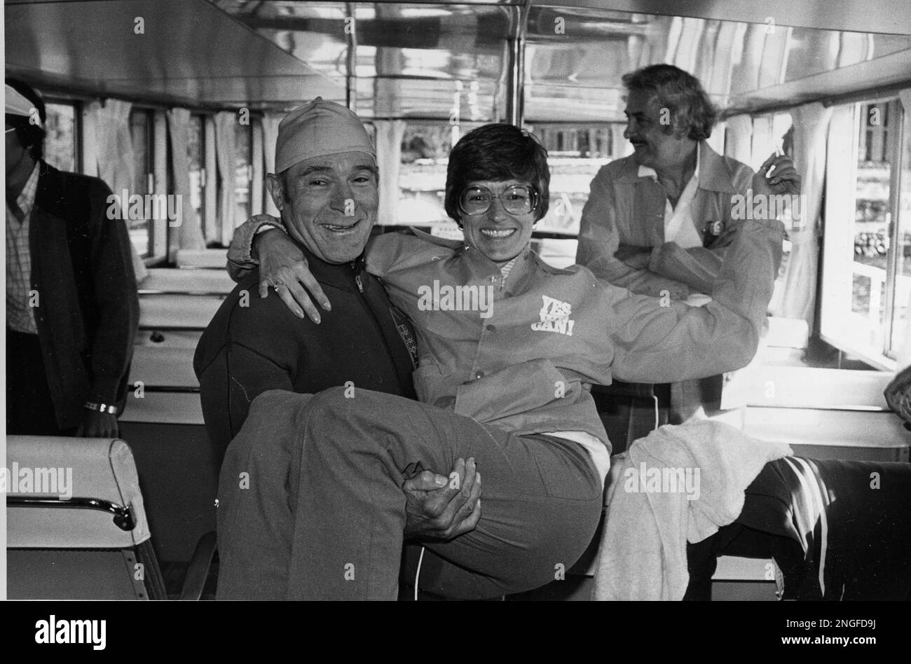 Physical culturist Jack LaLanne lifts his daughter Yvonne after he ...