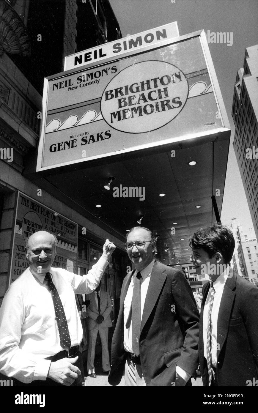 Mayor Ed Koch, left, points to the new marquee which remanes the Alvin ...