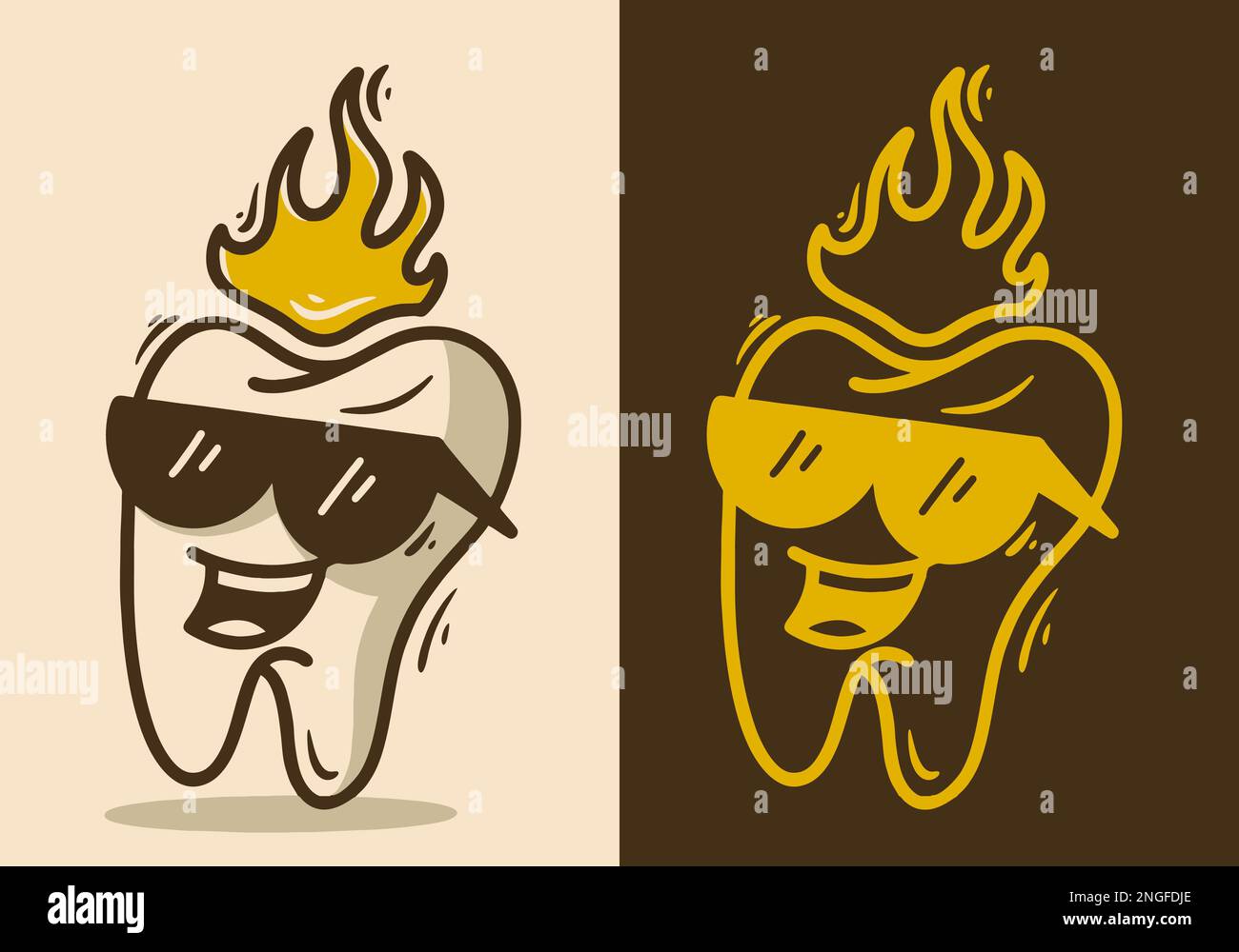 The tooth mascot character design with smiling face wearing a glasses ...