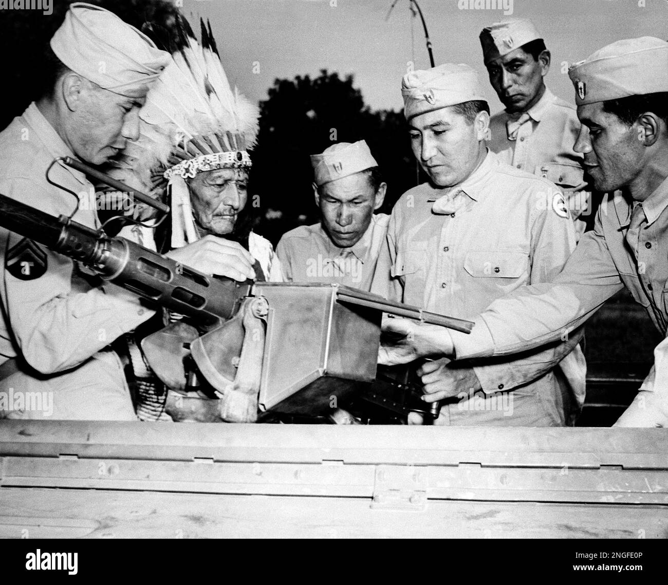 Chief White Bull of the Standing Rock Sioux, dressed in his traditional ...